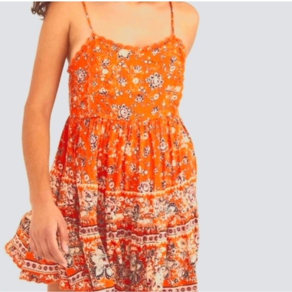 Urban Outfitters | Dresses | Urban Outfitters Orange Floral Mini ...